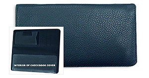 Navy Leather Checkbook Cover - SuperValue Checks