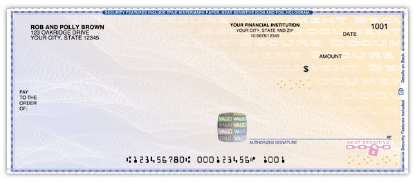 High Security Laser Check in Middle - Blue Safety - SuperValue Checks