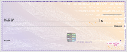 High Security Laser Check on Top - Purple Safety - SuperValue Checks